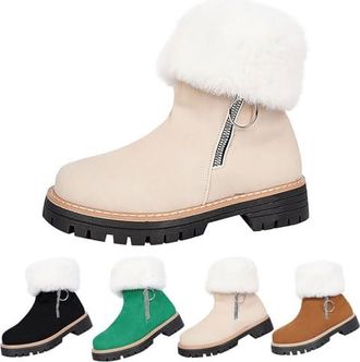Generic Bottes de neige dhiver pour femme avec doublure en fourrure - Antid&eacute;rapantes et imperm&eacute;ables - Semelle &eacute;paisse - Chaussures de randonn&eacute;e &agrave; enfiler - C