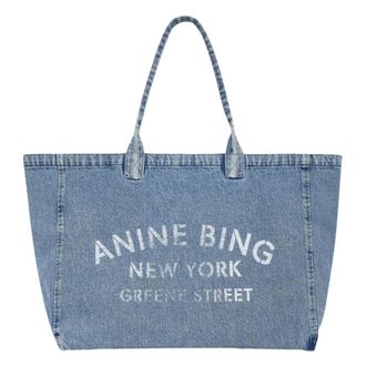 Anine Bing Femme, Sacs, Bleu, Taille: ONE Size Leo Canvas Tote