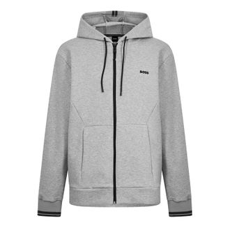 HUGO BOSS Hoodie mit durchgehendem Rei&szlig;verschluss f&uuml;r Herren, Sport, Stretch (Silber)
