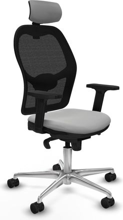 Piqueras y Crespo B&uuml;rostuhl mit 2D-Armen, h&ouml;henverstellbare Lendenwirbelst&uuml;tze und h&ouml;henverstellbares Kopfteil, Schwarz / Hellgrau