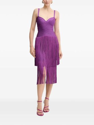H&eacute;rve L&eacute;ger Georgia Midikleid mit Fransen - Violett