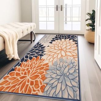Generic Tapis Couloir Long Antid&eacute;rapant, 50 x 150 cm Interieur Bureau Poil Ras Decoration - Simple Botanique Chrysanth&egrave;me Coureur Paillasson pour Salon Adulte