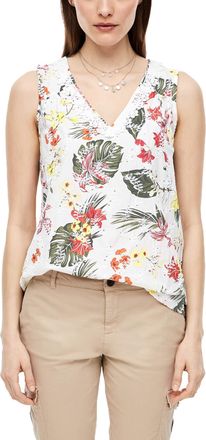 s.Oliver RED Label Damen Bluse &auml;rmellos White AOP 38, 120.10.004.10.100.2039059