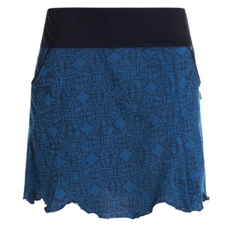 vishes Alternative Bekleidung - Damen asymmetrischer Mini-Rock 100% Baumwolle geometrisches Muster elastischer Bund mit Taschen t&uuml;rkis 40