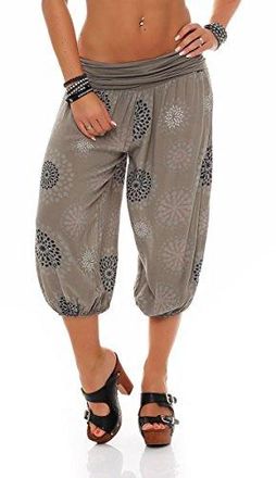 Malito more than fashion Malito Court Pantalon de survêtement avec dété Print Sweatpants Boyfriend 7182 Femme Taille Unique (Fango)