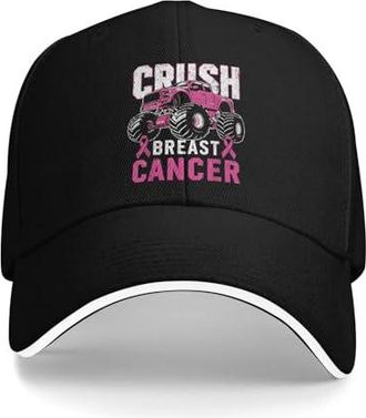 Generic Chaleur dHiver, Monster Truck Rose Breast Cancer Awareness Sandwich Chapeaux Casquettes de Baseball Adulte Chapeau Sandwich Casquettes Snapback réglab