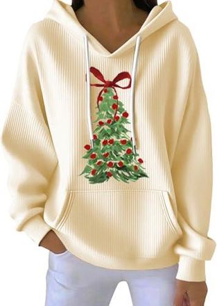 Generic Sweat à capuche de Noël 2025 surdimensionné à manches longues pour femme - Tendance dautomne - Décontracté pour lentraînement, les fêtes, cadeaux de N