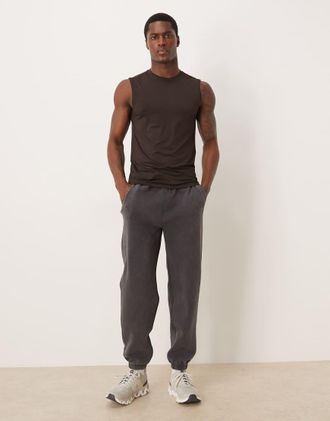 Abercrombie & Fitch YPB - Fleece-Jogginghose in Dunkelgrau mit gerafftem Saum