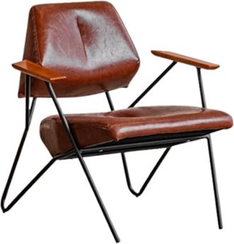 Generic Iron Cafe Moderner Akzentstuhl Mit Holzarmlehnen - Mid-Century-Stil for Wohnzimmer, Balkon, Bar(Coffee)