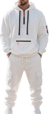 Generic 2 Pi&egrave;ces Surv&ecirc;tement Homme Sweat Hoodies Manches Longues Et Pantalon 2 Pi&egrave;ces, Baggy Et Surdimensionn&eacute;, V&ecirc;tements Chaud Fitness &Eacute;l&eacute;gant Couleur Unie P