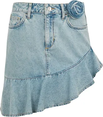 Liu Jo Jeansrock mit Rosenapplikation - Blau
