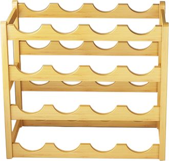 Generic Stapelbares Weinregal - Holzhalter für 20 Flaschen, solide Konstruktion, stapelbares Design mit 4 Ebenen | Weinregalständer Schrank, Speisekammer, Arb