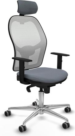 Piqueras y Crespo Schreibtischstuhl mit 1D-Armen, h&ouml;henverstellbare Lendenwirbelst&uuml;tze und h&ouml;henverstellbares Kopfteil, Wei&szlig;/Grau