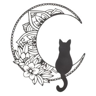 Cabilock Metall Mondkatze Wanddekoration Eisen Skulptur Katzen H&auml;ngedeko F&uuml;r Wohnzimmer Garten Hof Stabile Metallkunst