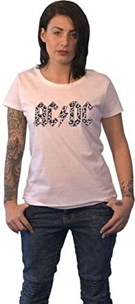 AC/DC T Shirt Mono Leopard Print Band Logo Nouveau Officiel Femme Skinny Fit Size XL