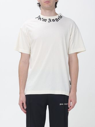 Palm Angels T-shirt en coton avec logo imprim&eacute; et &eacute;paules tombantes
