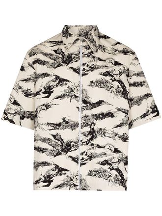 Givenchy chemise zipp&eacute;e &agrave; imprim&eacute; gothique - Blanc