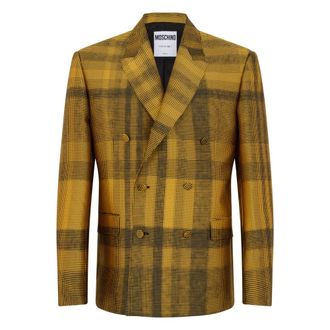 Moschino Homme, Vestes, Jaune, Taille: S Blazer &Eacute;l&eacute;gant &agrave; Carreaux
