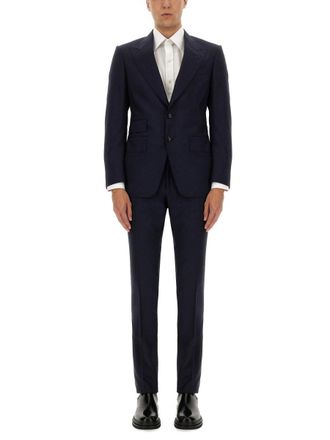 Tom Ford Grand Overcheck Pant Suit - Blue