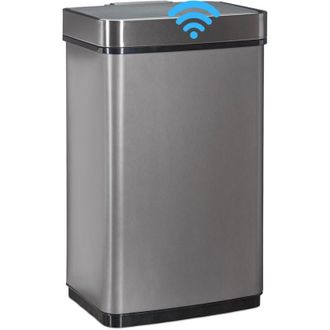 Relaxdays Relaxdays - Sensor M&uuml;lleimer 60l, Abfalleimer, K&uuml;chenm&uuml;lleimer aus Edelstahl, mit Bewegungssensor, batteriebetrieben, grau
