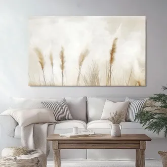 Generic 120 x 60 cm Leinwandbilder Bild auf Pflanzen Textur Pampasgras Hellbraunes, Vlies Wandbild Kunstdruck Wanddeko Wand Wohnzimmer Schlafzimmer über Bett 