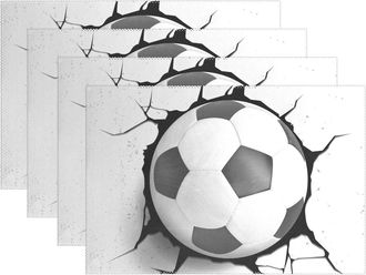 Linomo Platzdeckchen, 3D Fußball Ball Tischsets rutschfeste, hitzebeständige, waschbare Tischsets für den Esstisch Küche Dekor