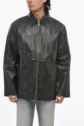 Diesel Vintage-Effect Leather Jacket L-STOLLER Diesel
