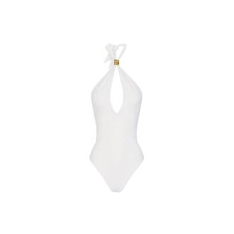 Elisabetta Franchi Einteiliger Badeanzug mit Schmuckdetail - - Swimwear - Damen - Wei&szlig; - M