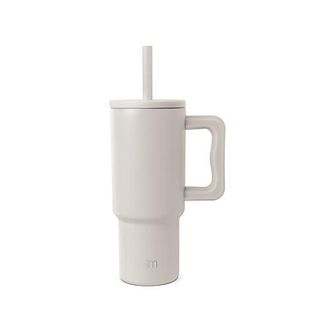 Simple Modern Mug Isotherme avec Poign&eacute;e et Paille en silicone | Gourde Isotherme en Acier Inoxydable | Tumbler de viaje | Trek | 710ml | Almond Birch