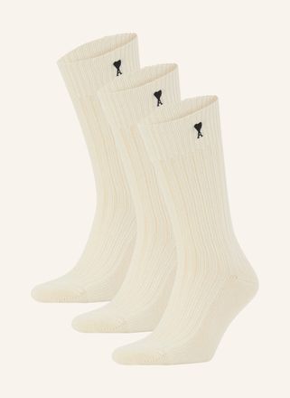 Ami Ami Paris 3er-Pack Str&uuml;mpfe beige