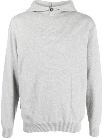 Malo Gestrickter Hoodie mit Knopf - Grau