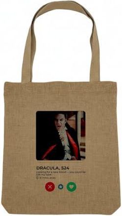 Fabulous Sac Shopping Tote Bag Aspect Lin - Dracula Vampire Film Social Network Meeting Love - Sac de Courses Toile Epaisse 360g Beige Naturel Cabas Port&eacute; Epau