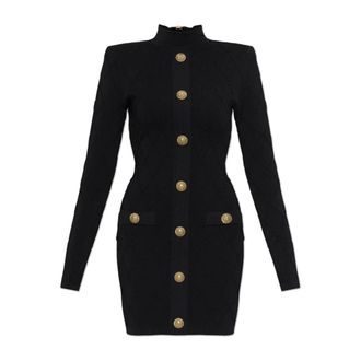 Balmain Femme, Robes, Noir, Taille: 38 FR Robe &agrave; boutons d&eacute;coratifs