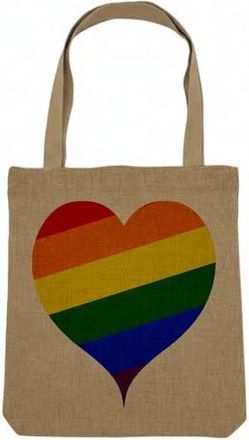 Fabulous Sac Shopping Tote Bag Aspect Lin - Coeur LGBT Respect Tolerance Amour Gay Trans - Sac de Courses Toile Epaisse 360g Beige Naturel Cabas Port&eacute; Epaule S
