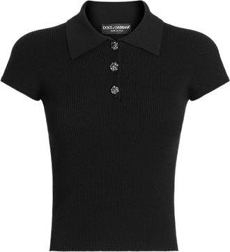 Dolce & Gabbana Femme, Tops, Noir, Taille: 38 FR Polo en Viscose C&ocirc;tel&eacute;e