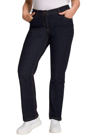 Ulla Popken Damen große Größen Übergrößen Plus Size Jeans Mandy, gerade 5-Pocket-Form, Komfortbund, Stretch Dark Blue Denim 100 724598903-100