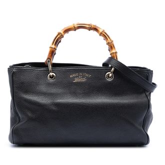 Gucci Black Medium Calfskin Bamboo Shopper Satchel