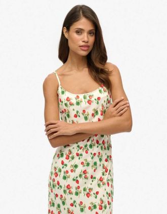 Superdry Robe nuisette longue coupée en biais - Fraises-Rouge