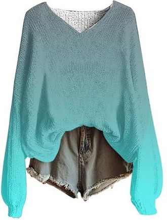 Generic 2025 Pull Femme Hiver Vintage Imprim&eacute; Floral Boh&egrave;me Pullover Tricot&eacute; Chic Col Rond Manche Longue Sweater Motif Jacquard Tunique Grande Taille Casual V