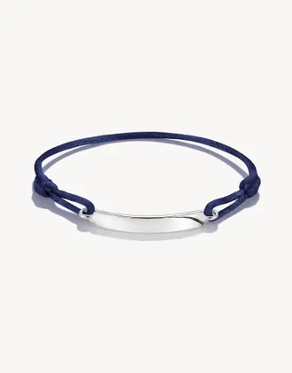 Thomas Sabo bracelet textile gravable bleu fonc&eacute; en argent, bleu-Argent&eacute;