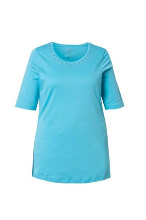 Ulla Popken T-Shirt T-Shirt Ziersteine Rundhals Halbarm Pima Cotton