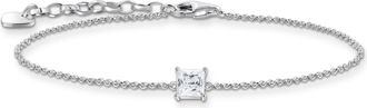 Thomas Sabo Armband mit Stein-Anhänger in Weiß Recyceltes 925 Silber, 16-19 cm, A2158-051-14-L19V