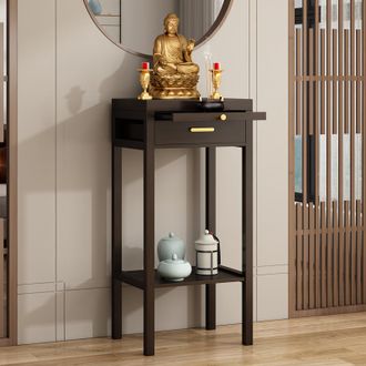Generic Small Altar Table with Drawer and Shelf, Open Design Altar Cabinet, Retro Temple Table for Buddha Statues, for Placement Candles,Incense Burners,offer