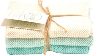 Solwang 3 tlg. dänische Baumwolle Geschirrtücher aus 100% zertifizierter Bio-Baumwolle Made in India (Nature/Aqua Combi) (Nature/Aqua Organic Combi)