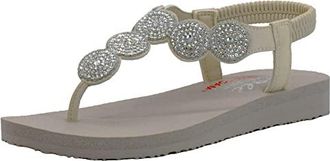 Skechers Womens Meditation Stars & Sparkle Circular Rhinestone Slingback Thong Nude Flip-Flop 9 M US