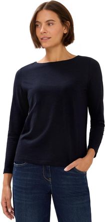 Cecil Damen 3227273 Basic Langarmshirt, urban Dark Blue, X-Small