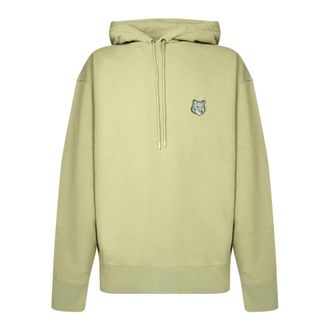 Maison Kitsun&eacute; Baumwoll-Hoodie mit Stickpatch - - Sweatshirts & Hoodies - Herren - Gr&uuml;n - L