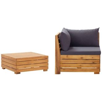 vidaXL Salon de jardin 2 pcs avec coussins Bois dacacia solide - Vidaxl