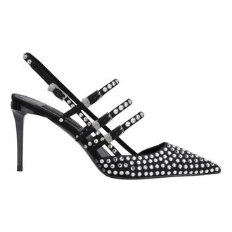 Philipp Plein Suede Slingbacks Skull Belts 9 - - Shoes - Damen - Schwarzk - 42 EU