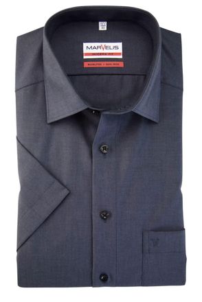 Marvelis Herren Businesshemd Kurzarm Modern-Fit,Chambray,New Kent,schwarz 68,38